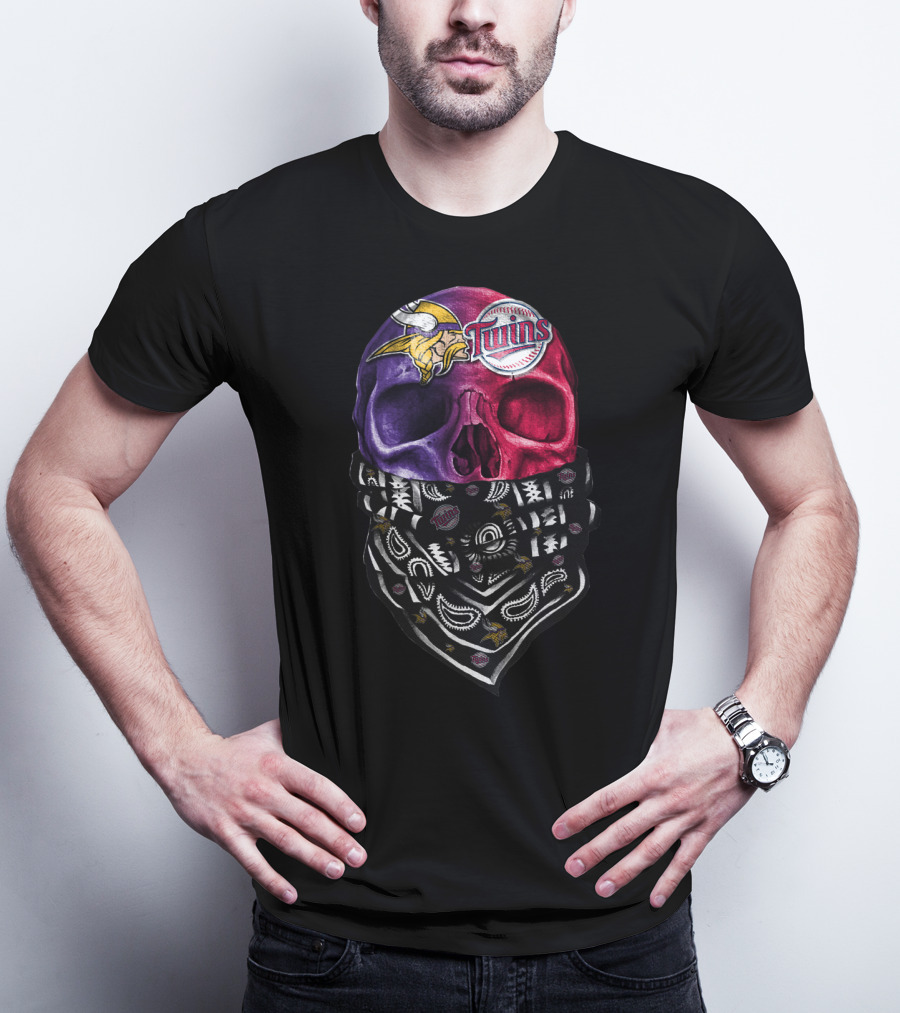Vikings Twins Skull Bandana Sku 135 T-Shirt