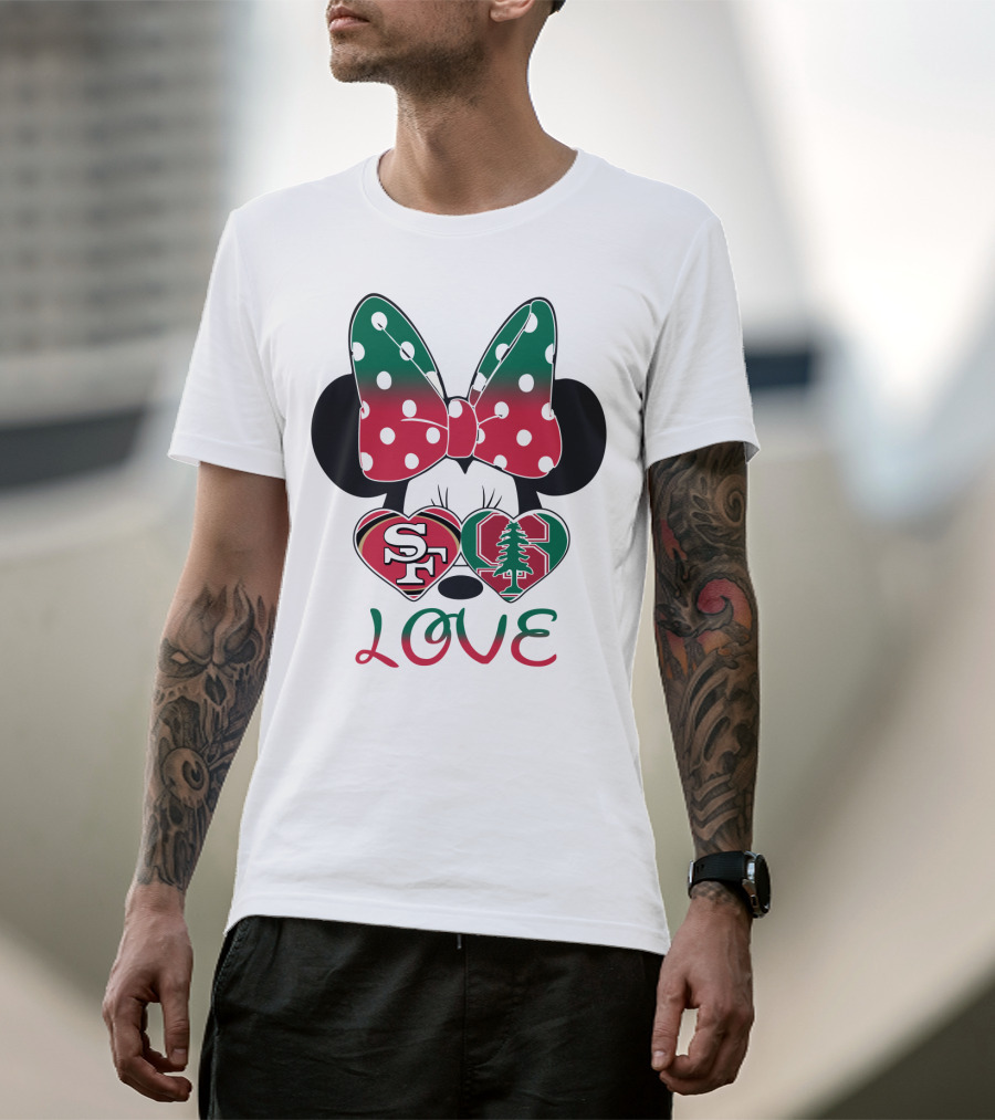 San Francisco 49ers Stanford Cardinal Minnie Mouse Love T-Shirt