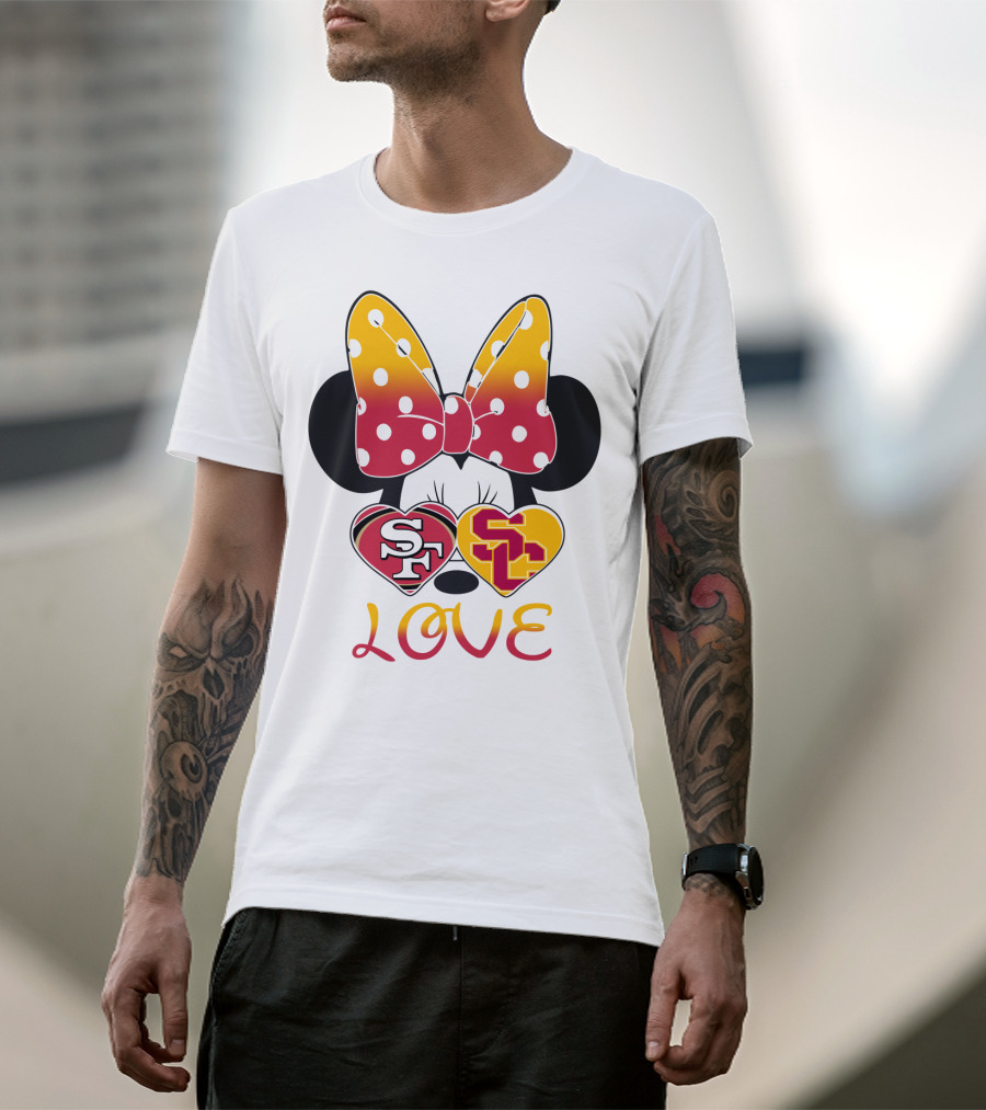 Sf Sc Love Minnie Mouse Bow And Hearts T-Shirt