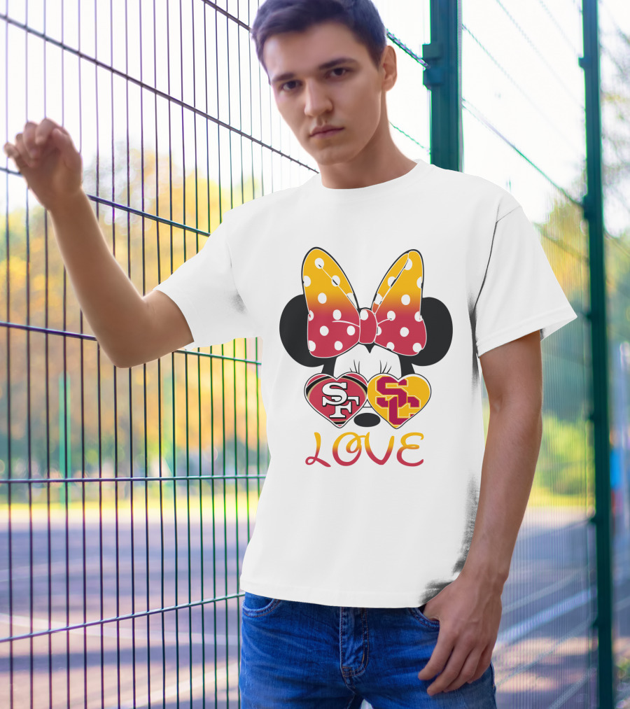 Sf Sc Love Minnie Mouse Bow And Hearts T-Shirt