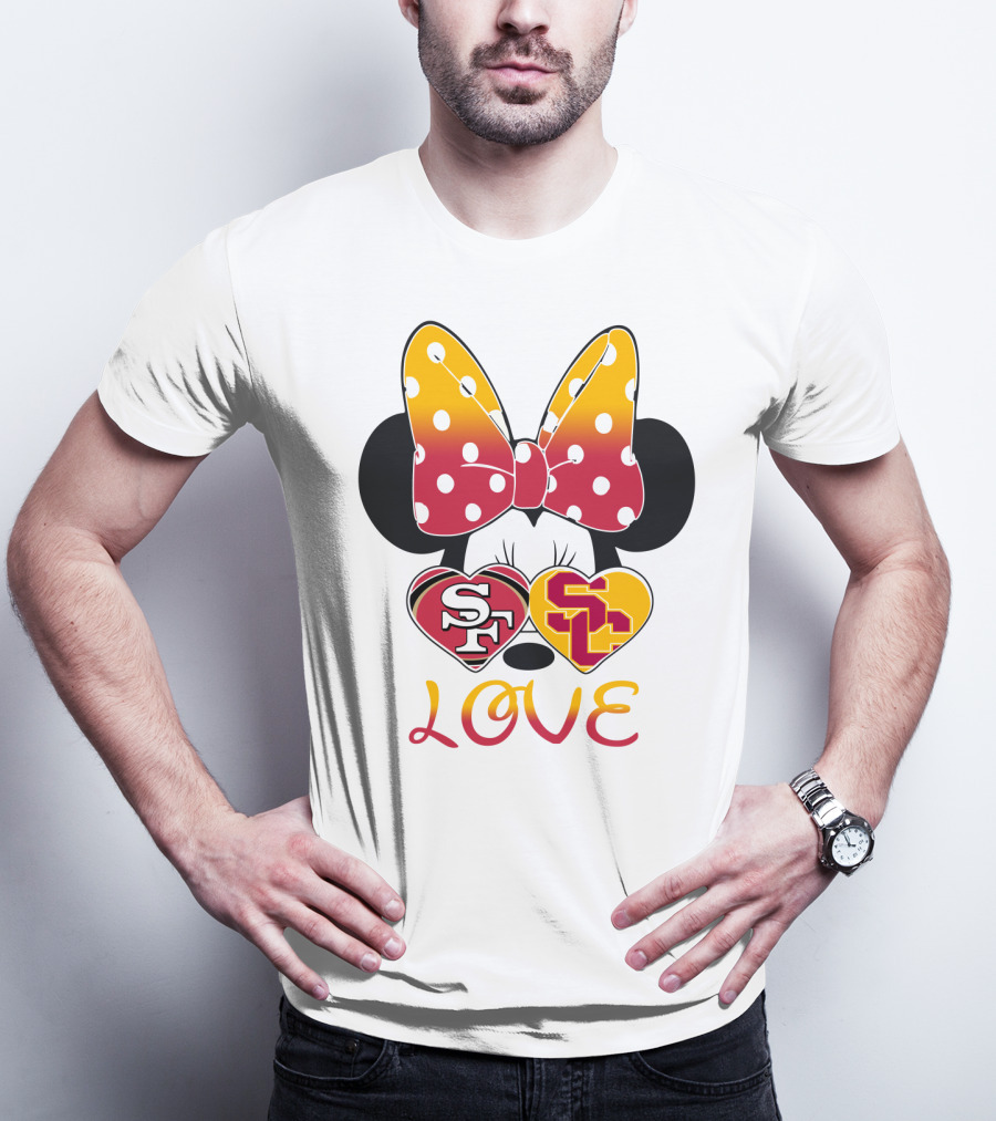 Sf Sc Love Minnie Mouse Bow And Hearts T-Shirt