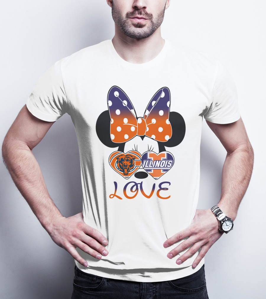 Minnie Bow Chicago Bears Illinois Fighting Illini Love T-Shirt