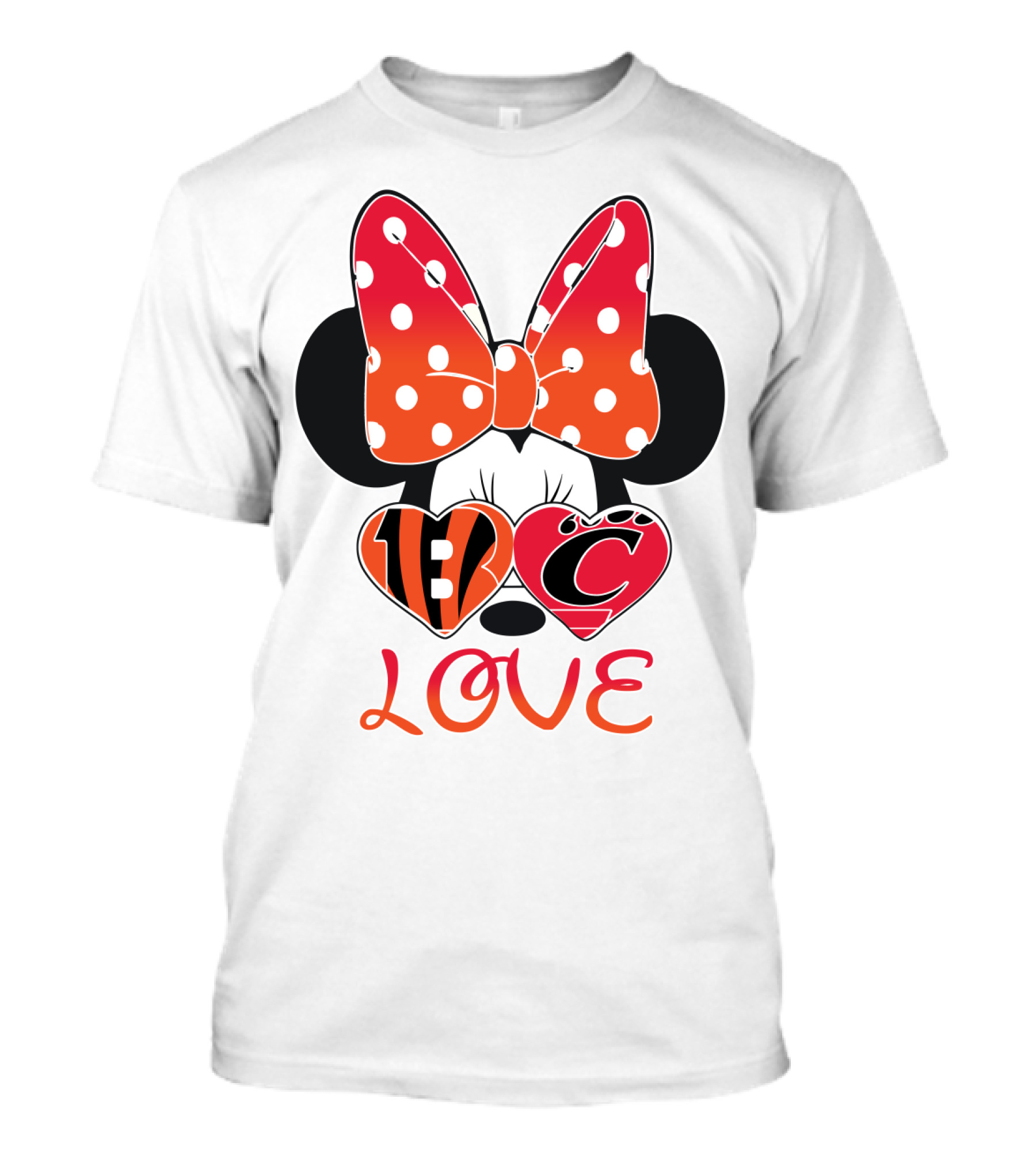 Love Minnie Polka Dot Bow C And B Stripes Hearts T-Shirt