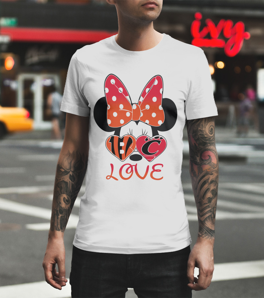 Love Minnie Polka Dot Bow C And B Stripes Hearts T-Shirt