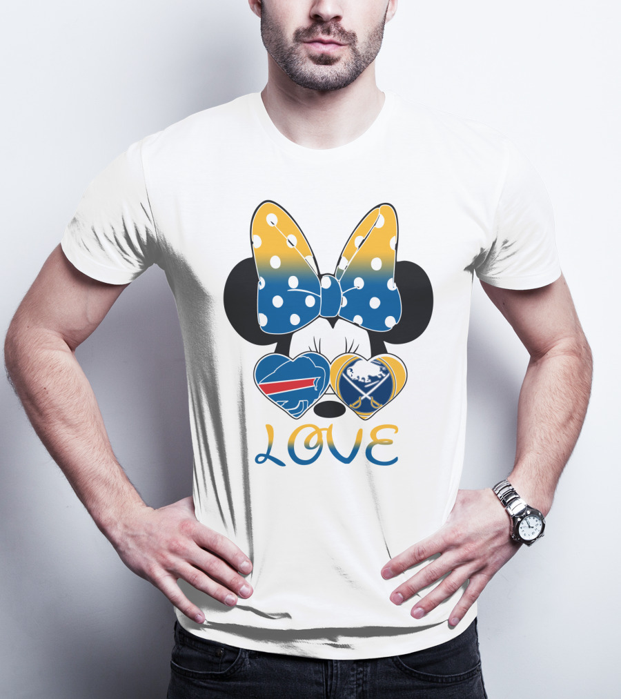 Love Mickey Bow Buffalo Sabres Bills Heart T-Shirt