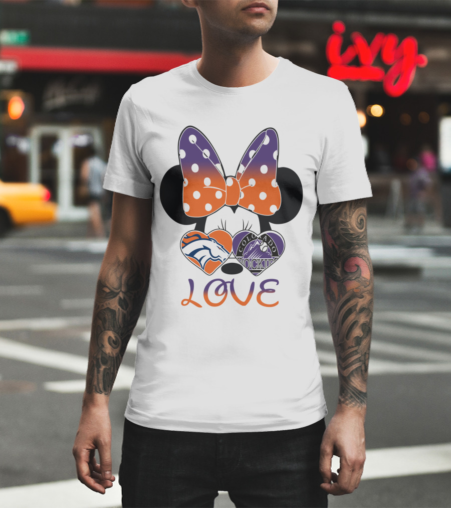 Minnie Mouse Colorado Rockies Denver Broncos Love T-Shirt