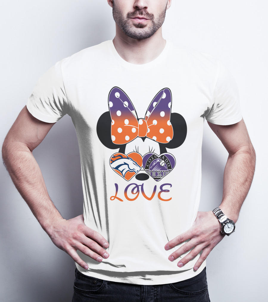 Minnie Mouse Colorado Rockies Denver Broncos Love T-Shirt