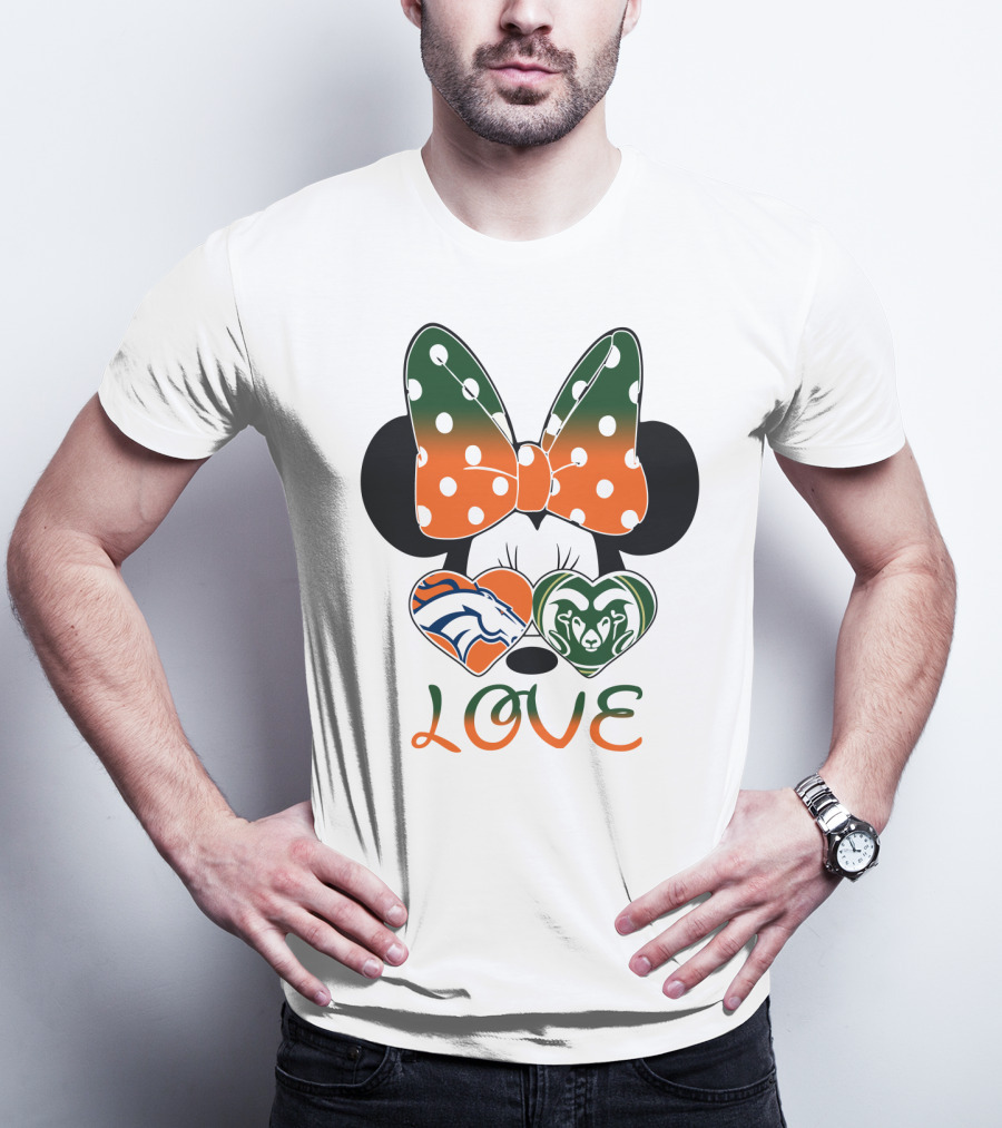 Minnie Love Denver Broncos And Colorado State Rams T-Shirt