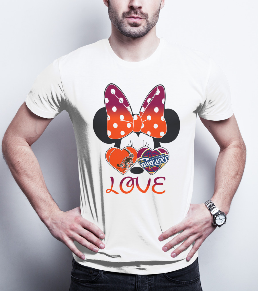 Love Cleveland Browns Cavaliers Minnie Bow T-Shirt