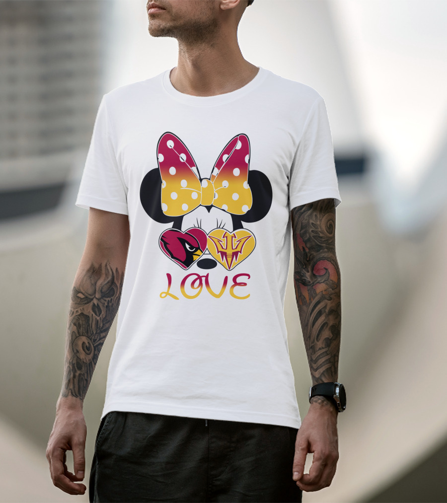 Love Minnie Arizona Cardinals Asu Sun Devils Hearts T-Shirt