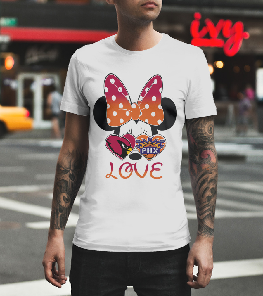 Love Mickey Mouse Minnie Bow Arizona Cardinals Phoenix Suns T-Shirt