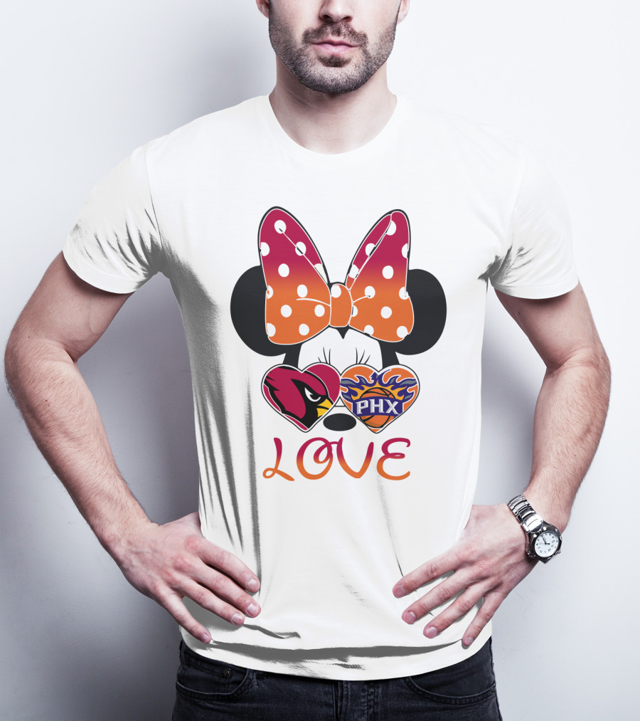 Love Mickey Mouse Minnie Bow Arizona Cardinals Phoenix Suns T-Shirt