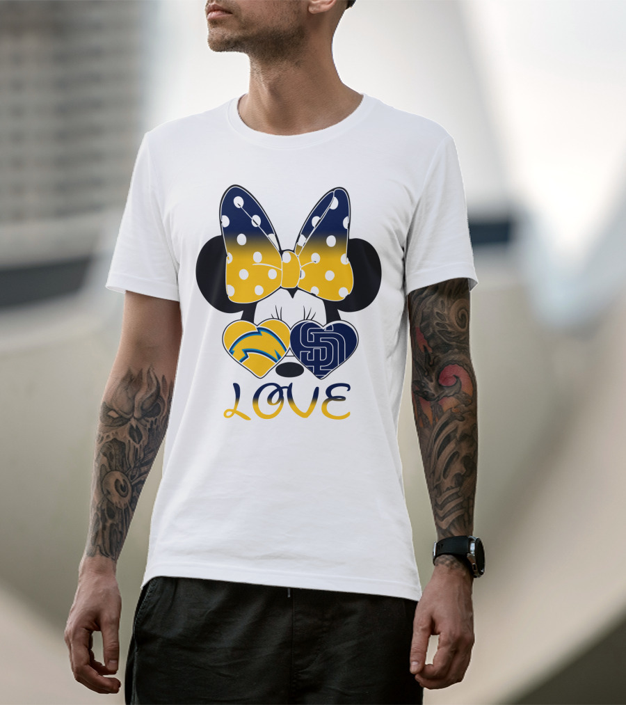 Love San Diego Chargers Padres Bow Minnie T-Shirt