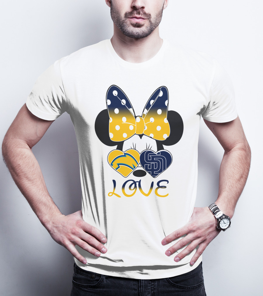 Love San Diego Chargers Padres Bow Minnie T-Shirt