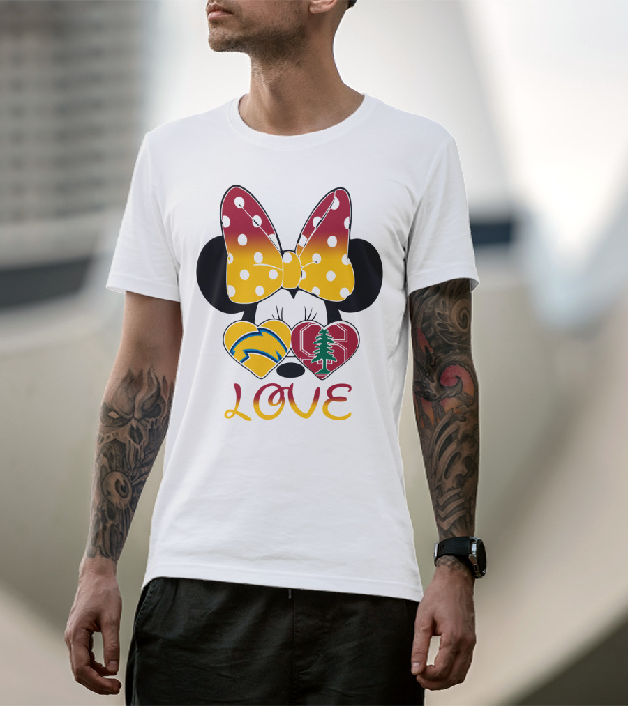 Minnie Mouse Love Heart Chargers Stanford Tree T-Shirt