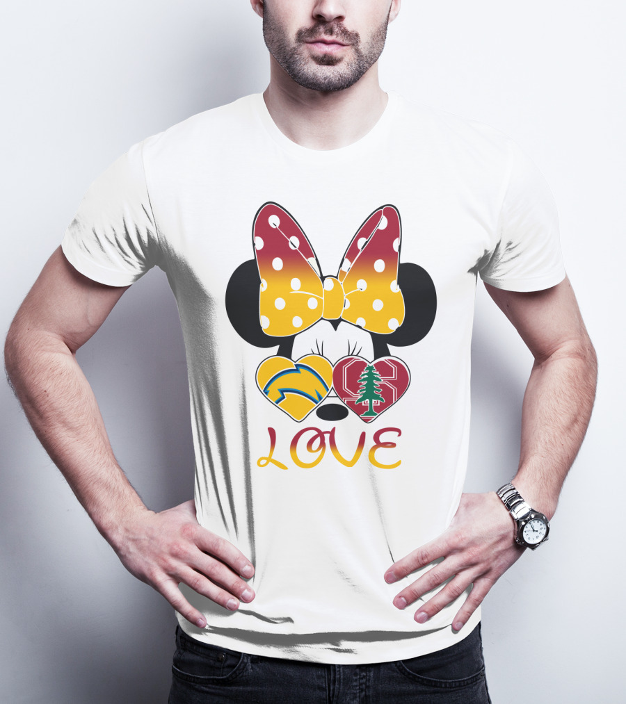 Minnie Mouse Love Heart Chargers Stanford Tree T-Shirt
