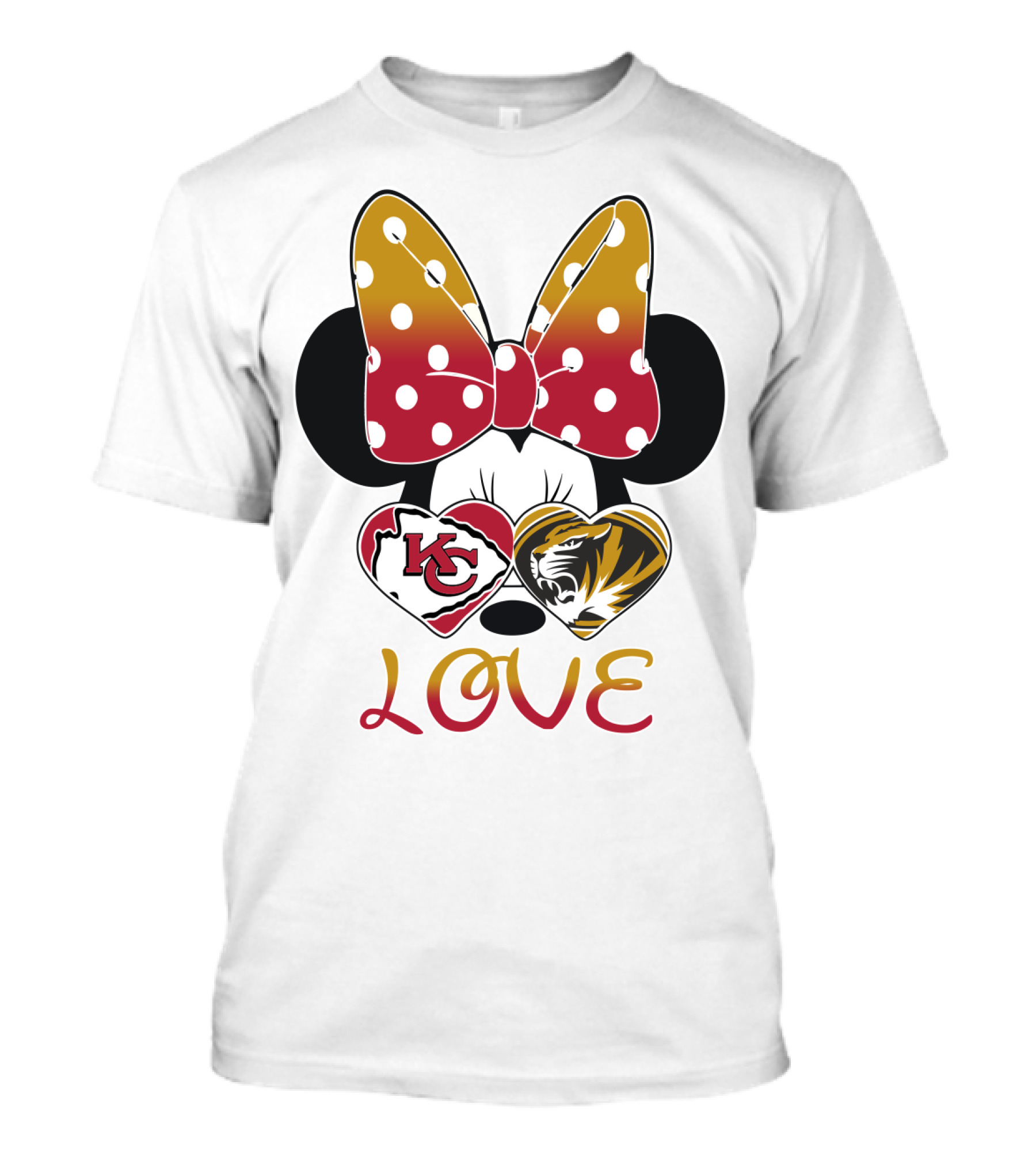 Minnie Mouse Bow Kc Chiefs Mizzou Tigers Love T-Shirt