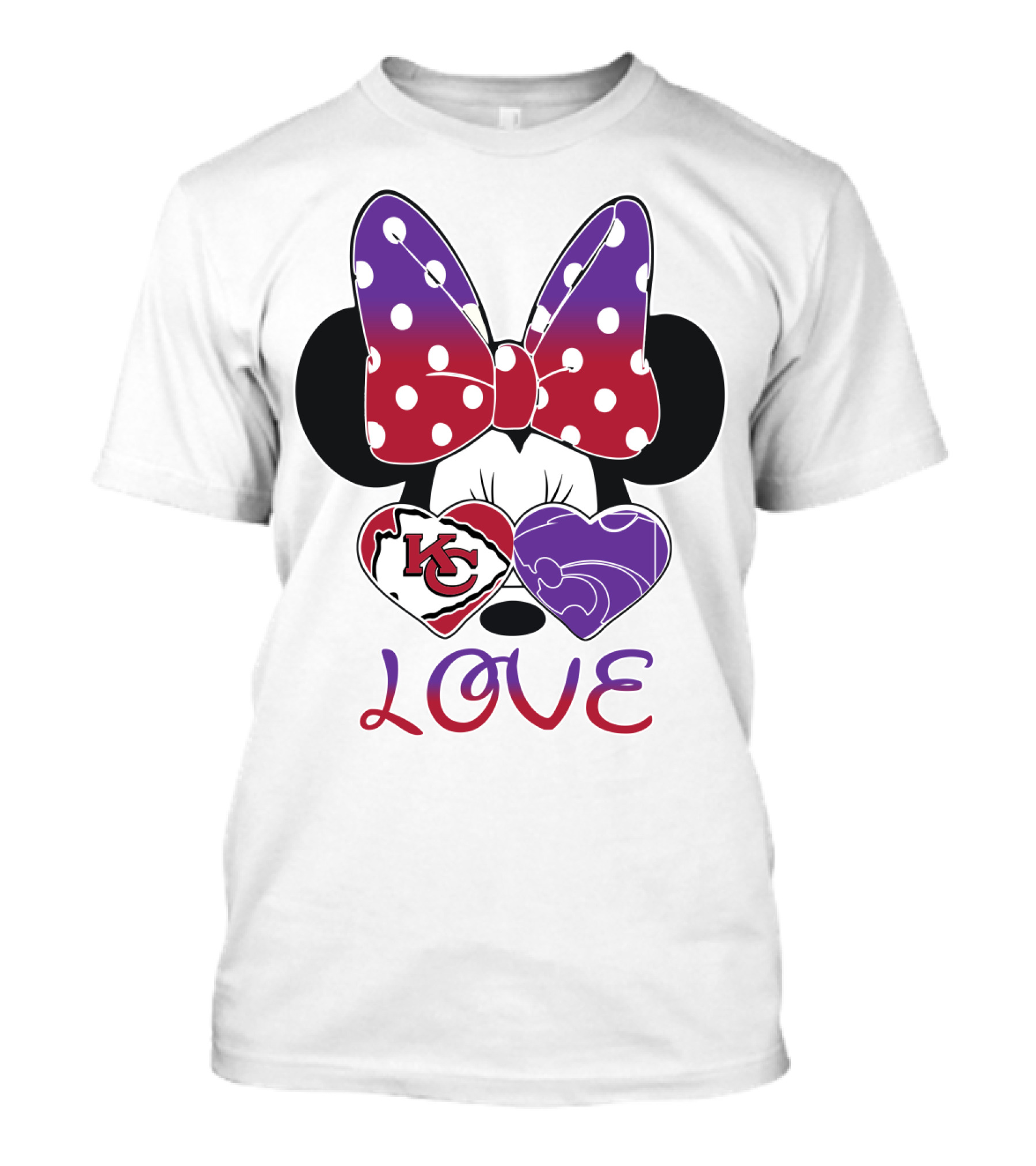 Kansas City Chiefs And Kansas State Wildcats Minnie Mouse Love T-Shirt