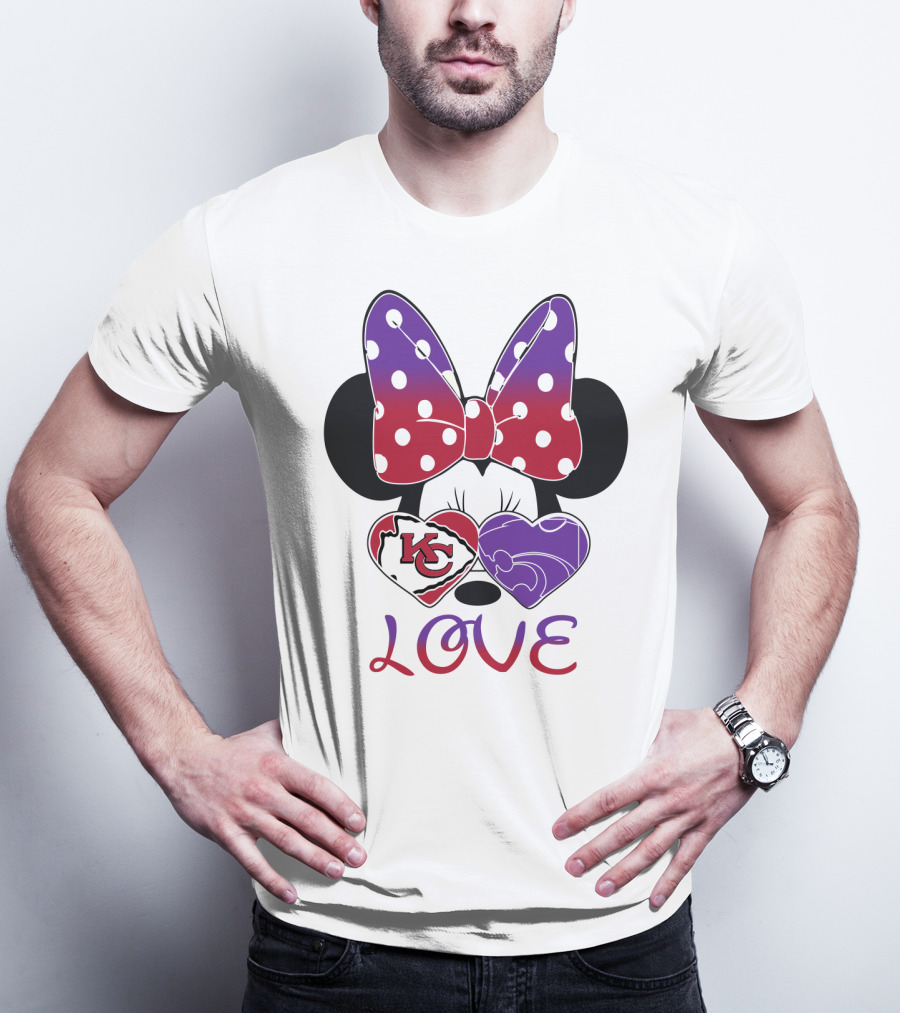 Kansas City Chiefs And Kansas State Wildcats Minnie Mouse Love T-Shirt