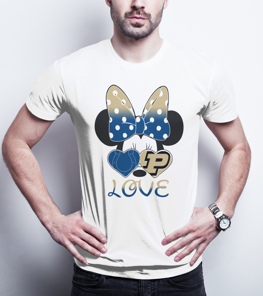 Purdue Boilermakers Minnie Mouse Love Bow Polka Dots T-Shirt