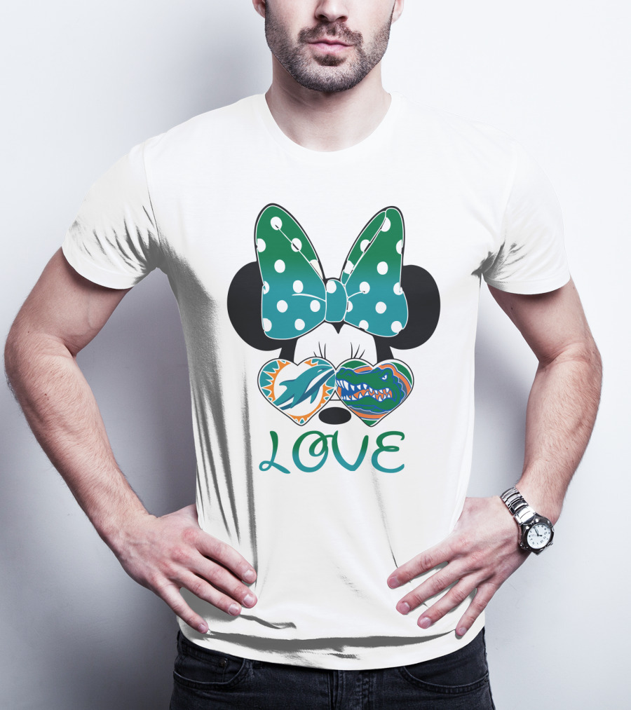 Love Mickey Gator Dolphin Hearts T-Shirt