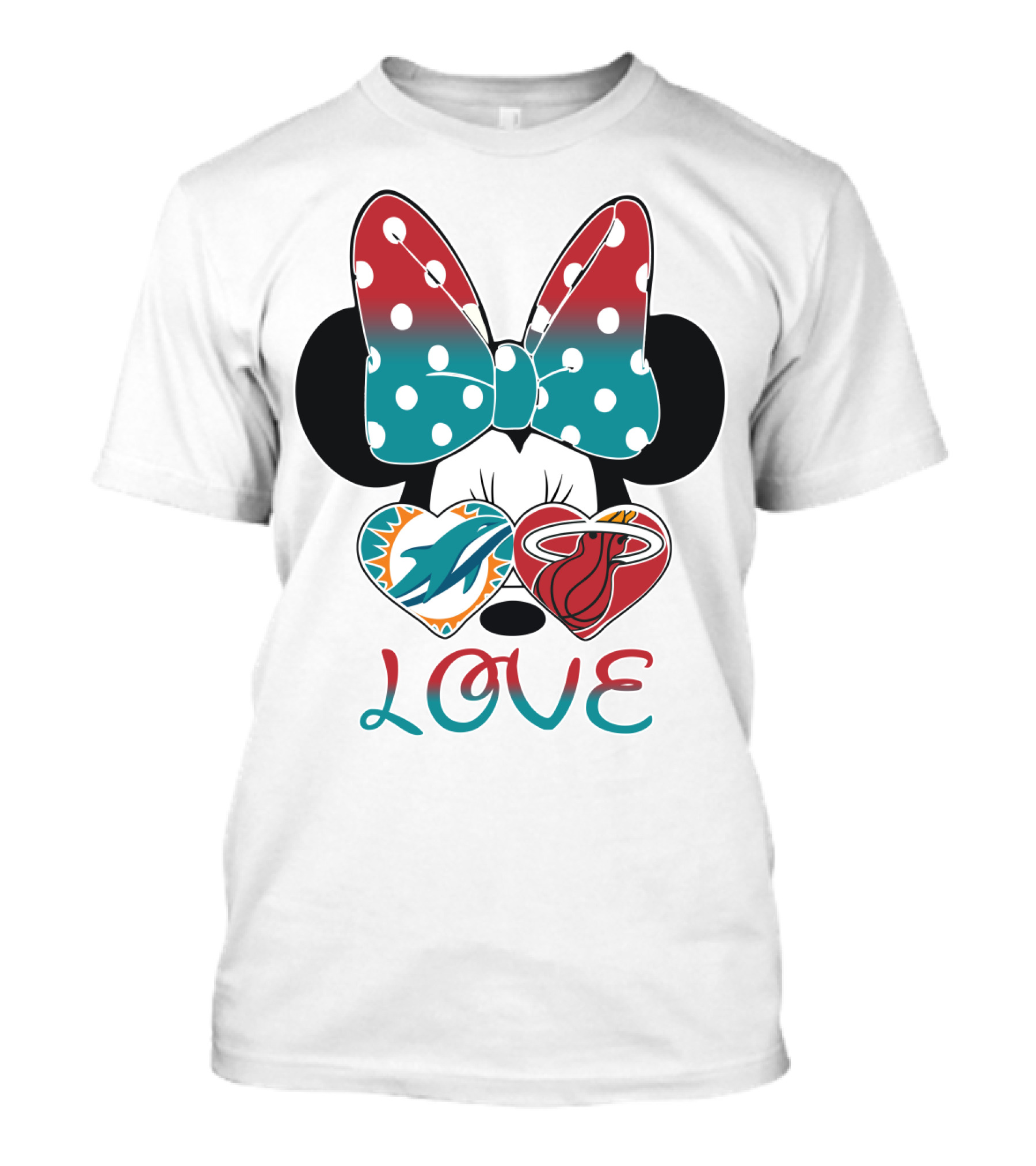 Love Miami Dolphins Miami Heat Minnie Ears Bow T-Shirt