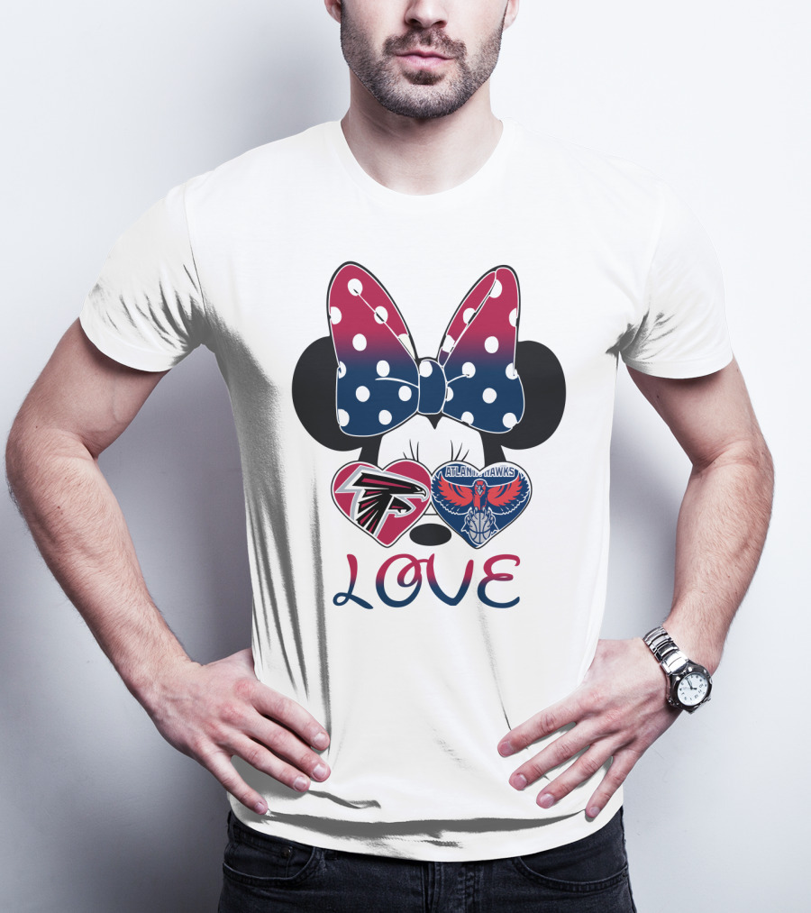 Mic 060 Minnie Mouse Love Atlanta Falcons Hawks Hearts T-Shirt