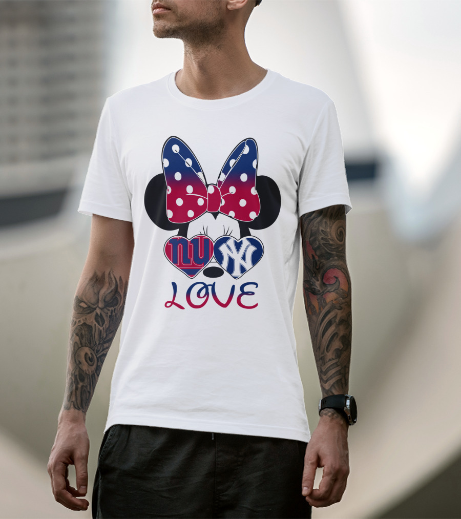 Mic 066 Minnie Bow Giants Yankees Love T-Shirt