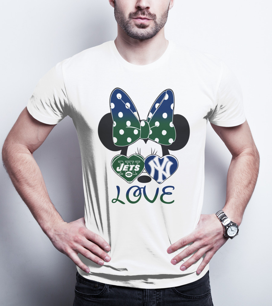 Minnie Mouse Bow New York Jets Yankees Love T-Shirt