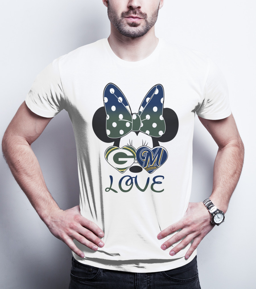 Green Bay Packers Milwaukee Brewers Minnie Mouse Love T-Shirt