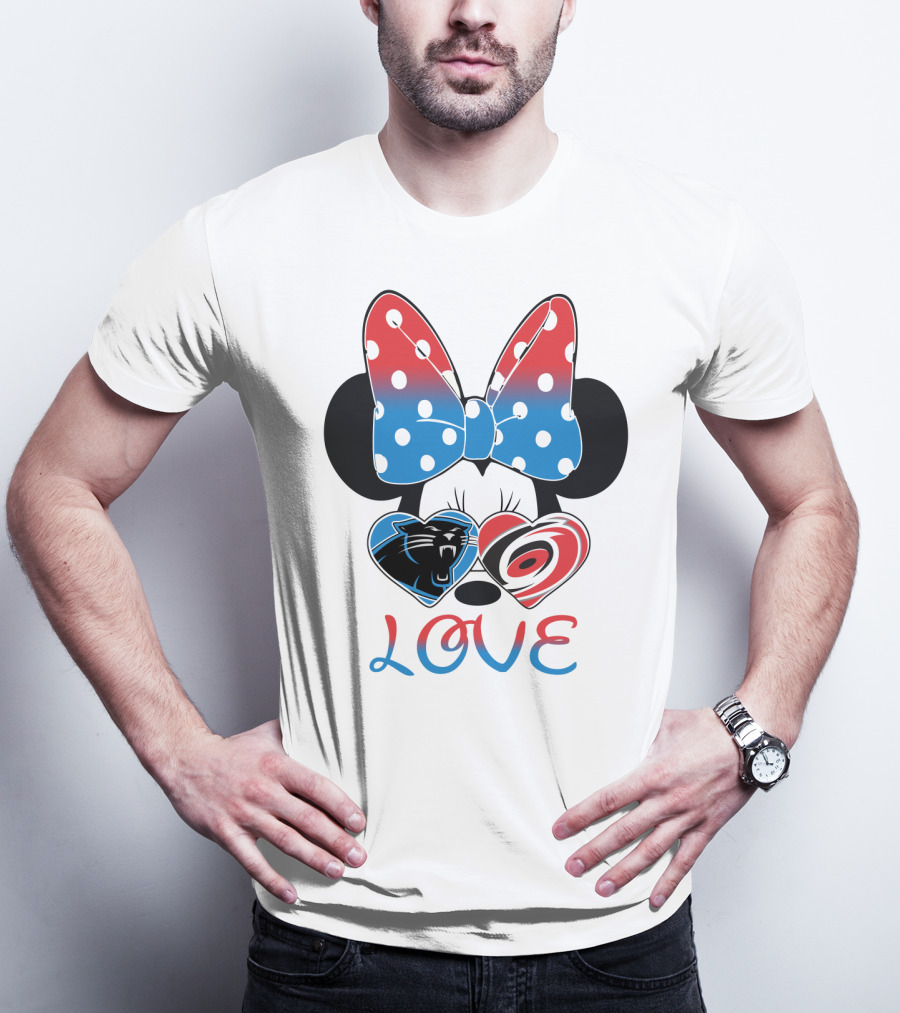 Love Carolina Panthers Hurricanes Minnie Bow T-Shirt