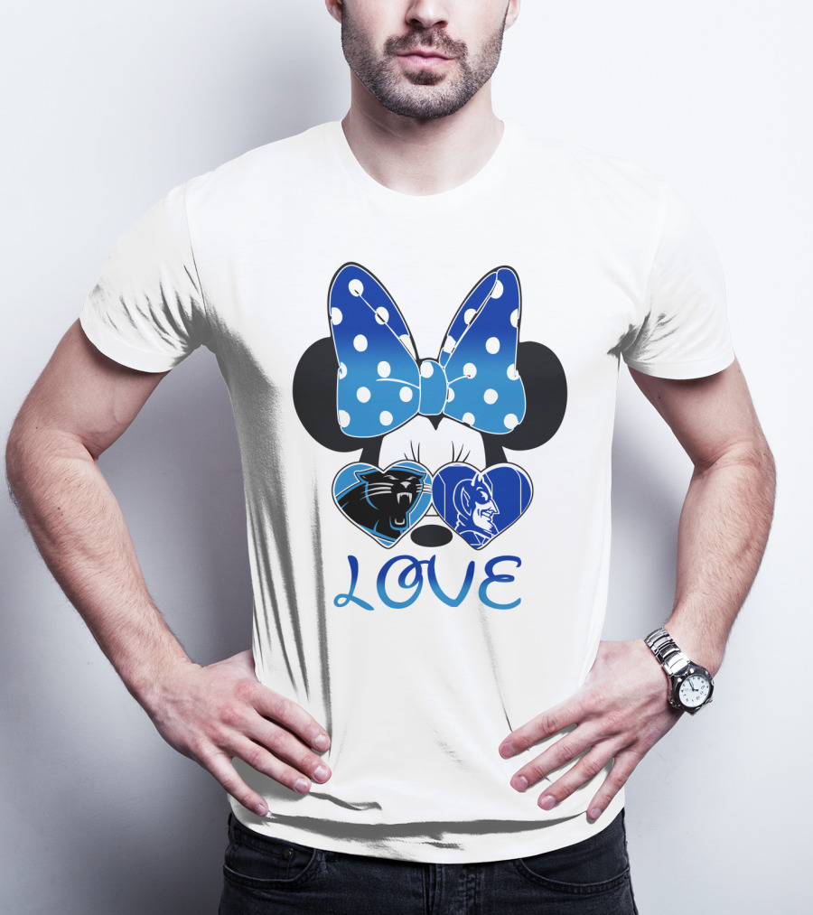 Love Carolina Panthers Duke Blue Devils Disney Bow T-Shirt