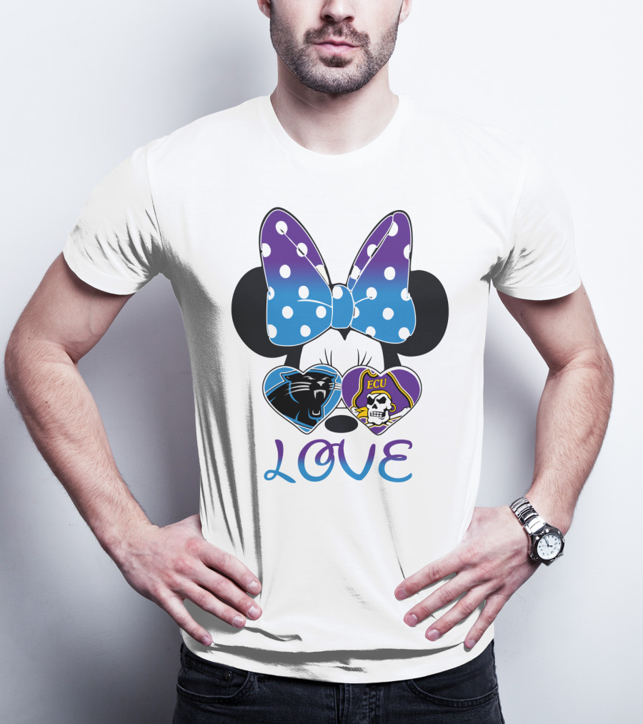 Love Panthers Ecu Pirates Minnie Bow T-Shirt