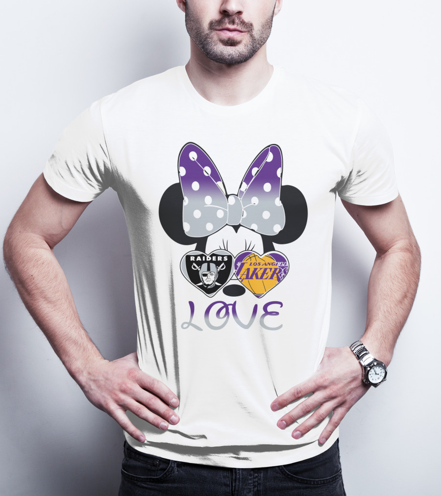 Los Angeles Lakers Raiders Love Minnie Bow T-Shirt