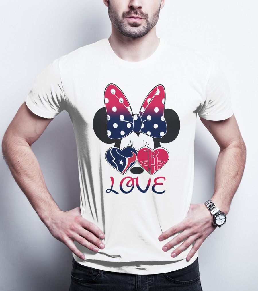 Love Minnie Mouse Houston Texans Rockets Hearts T-Shirt