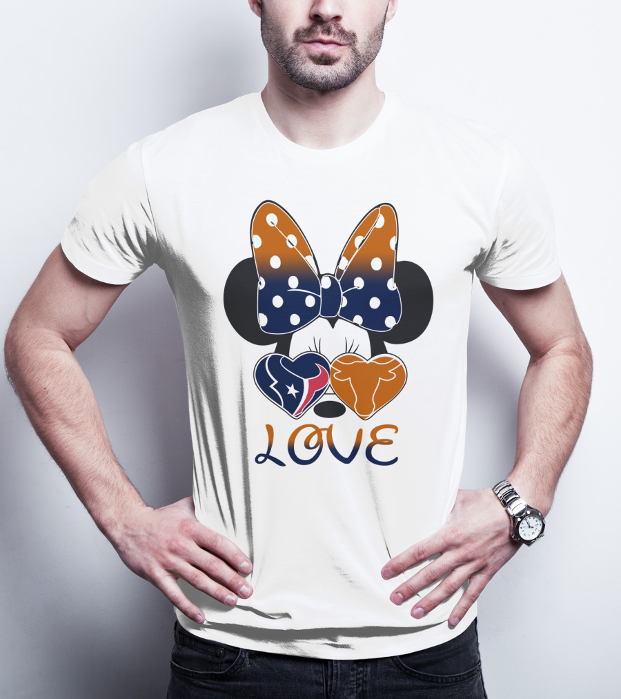 Love Texas Houston Football Minnie Ears Bow T-Shirt