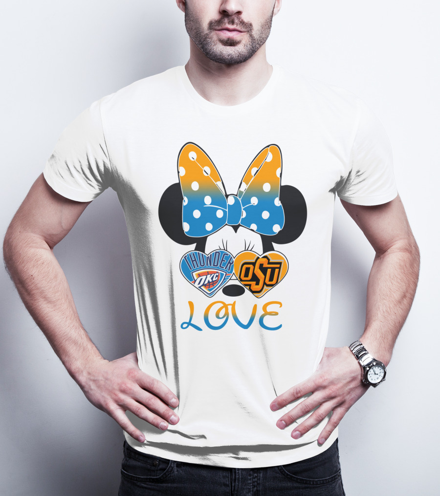 Okc Thunder Osu Love Minnie Bow Hearts T-Shirt