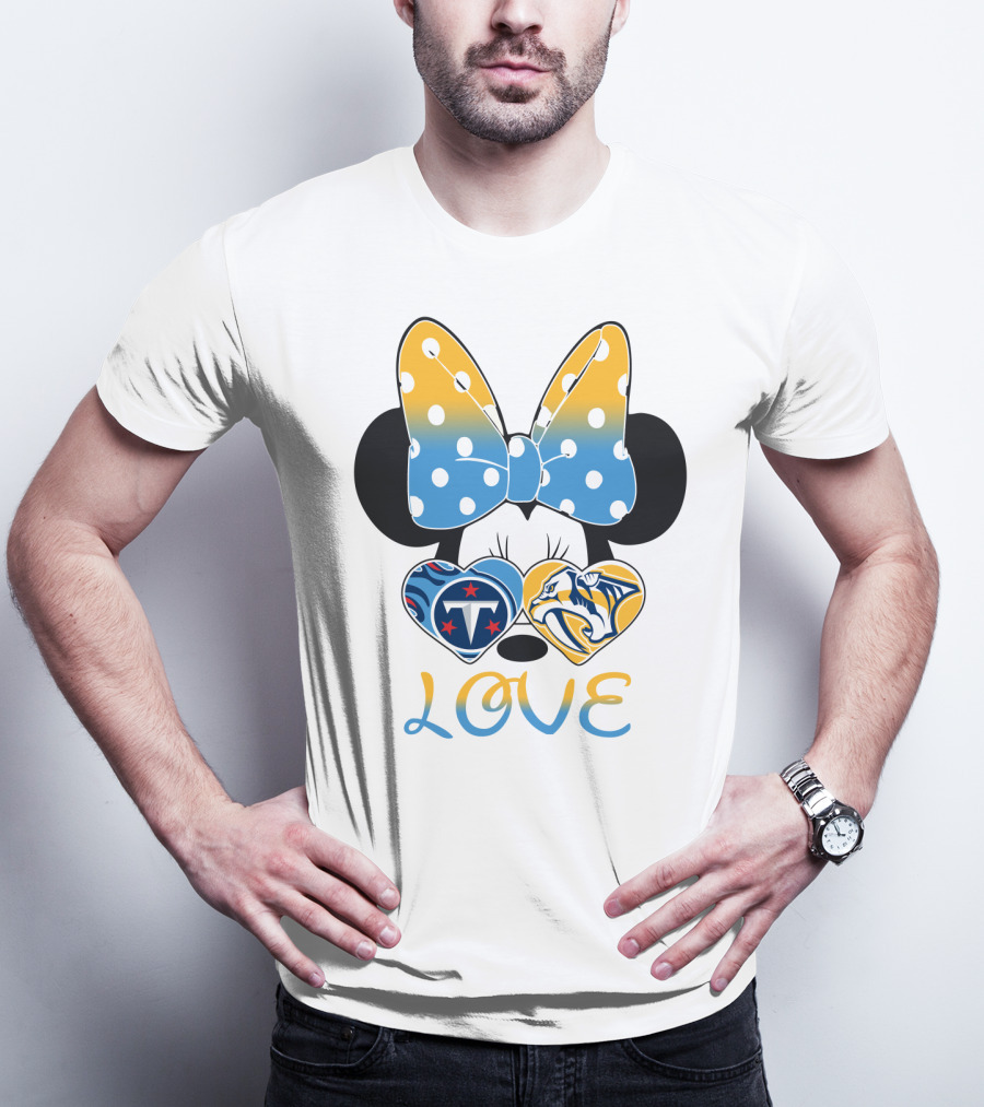 Love Minnie Ears Tennessee Titans Predators Hearts T-Shirt