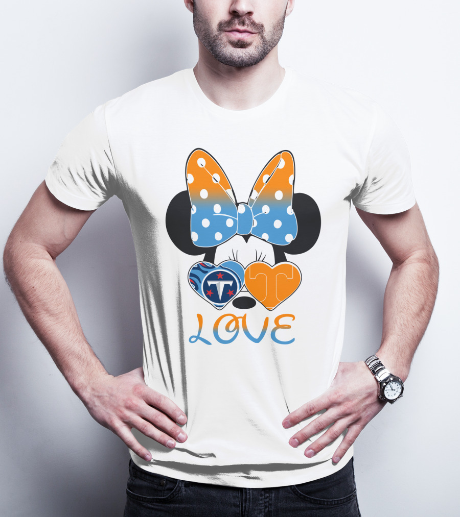 Minnie Mouse Love Tennessee Titans Hearts T-Shirt