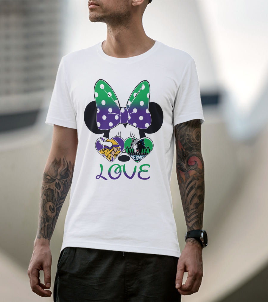 Minnesota Vikings Timberwolves Love With Bow T-Shirt