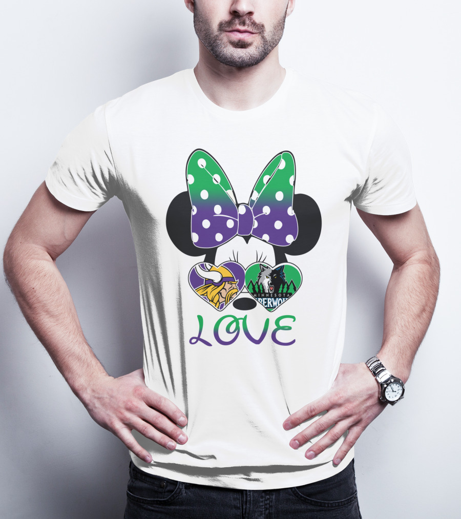 Minnesota Vikings Timberwolves Love With Bow T-Shirt