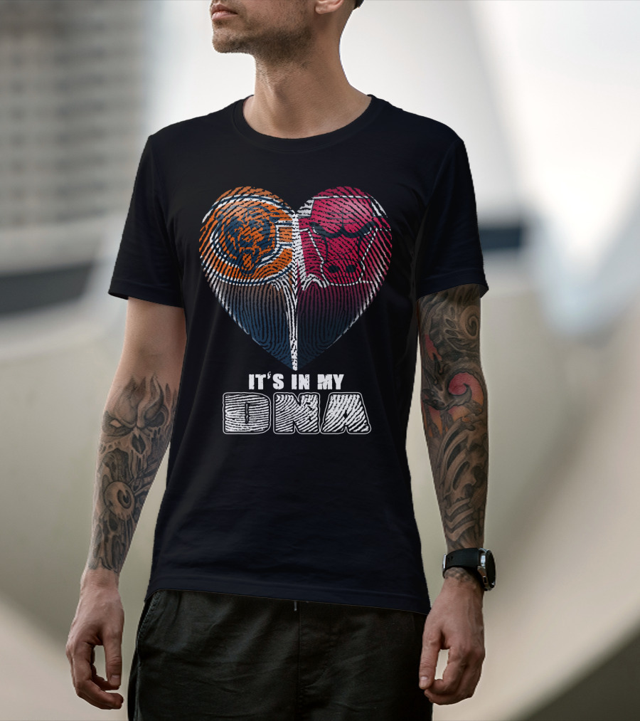 It's In My Dna Bears Bulls Heart Fingerprint 007 T-Shirt