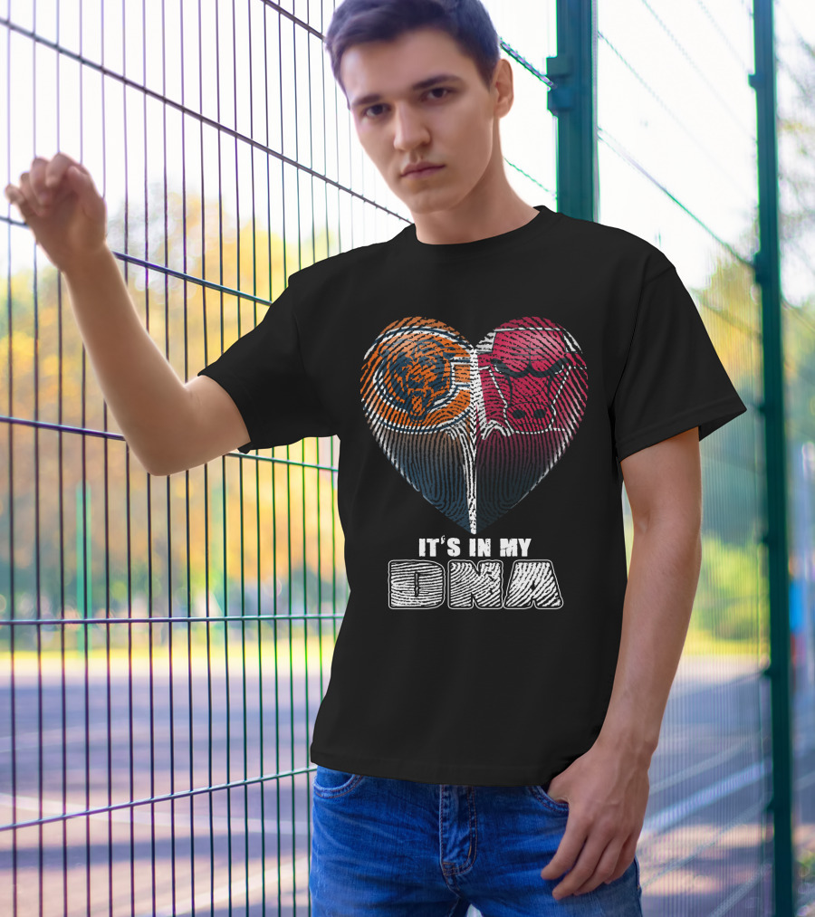 It's In My Dna Bears Bulls Heart Fingerprint 007 T-Shirt