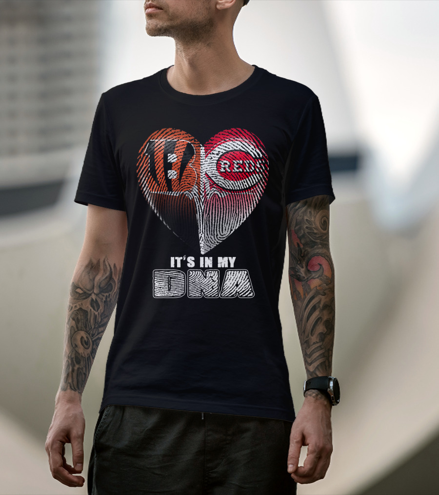 Cincinnati Bengals Reds Fan Heart It's In My Dna T-Shirt