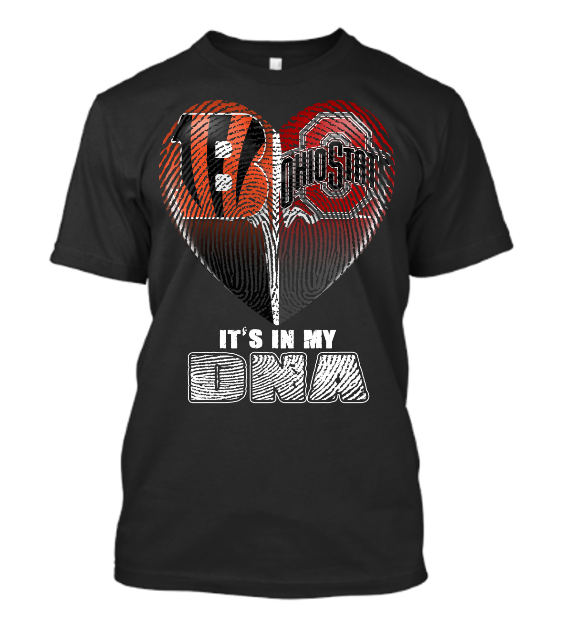 Bengals Ohio State It's In My Dna Heart Fingerprint T-Shirt
