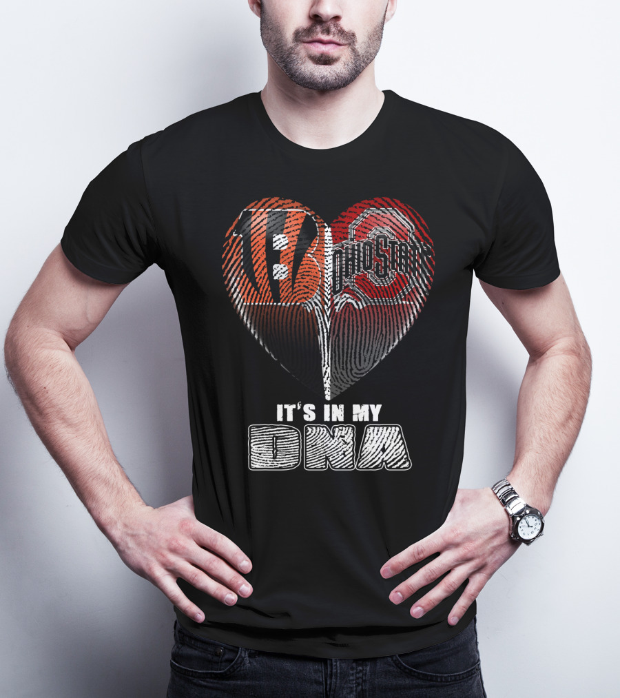 Bengals Ohio State It's In My Dna Heart Fingerprint T-Shirt