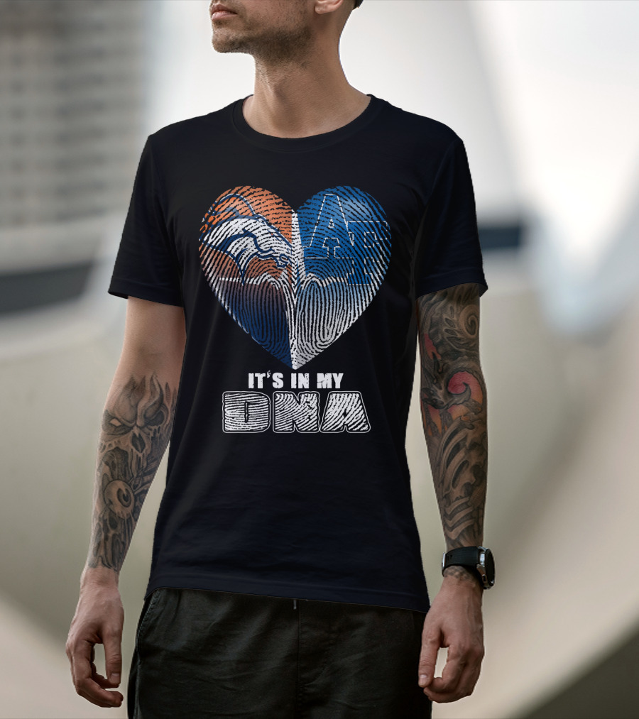 It's In My Dna Broncos Air Force Heart Fingerprint T-Shirt