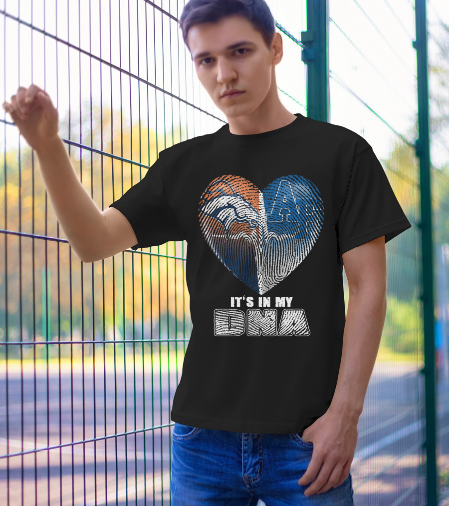 It's In My Dna Broncos Air Force Heart Fingerprint T-Shirt