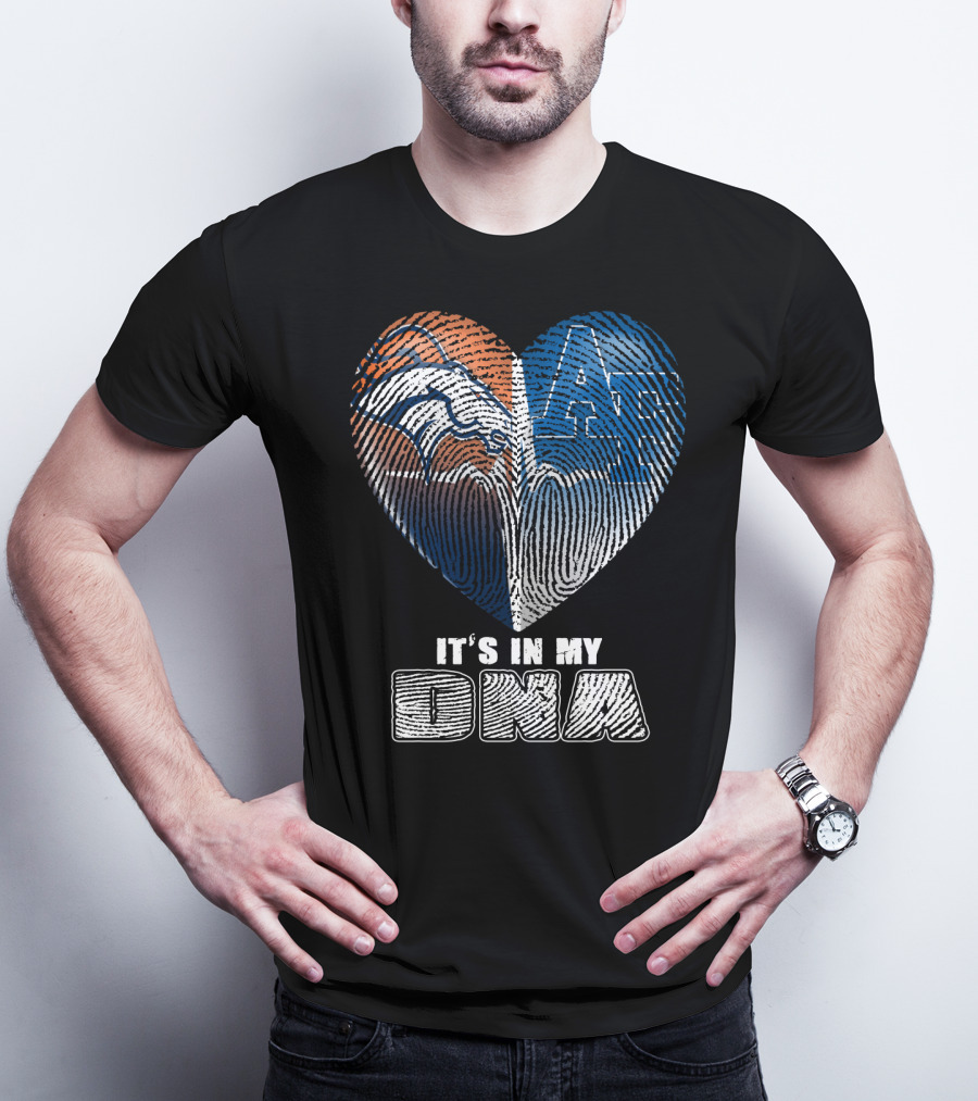 It's In My Dna Broncos Air Force Heart Fingerprint T-Shirt