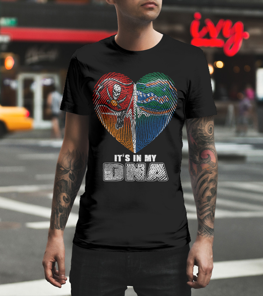 It's In My Dna Buccaneers Gators Heart Fingerprint T-Shirt